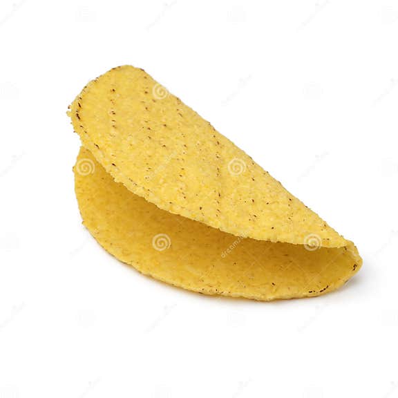 Single Empty Mexican Taco Shell on White Background Stock Photo - Image ...