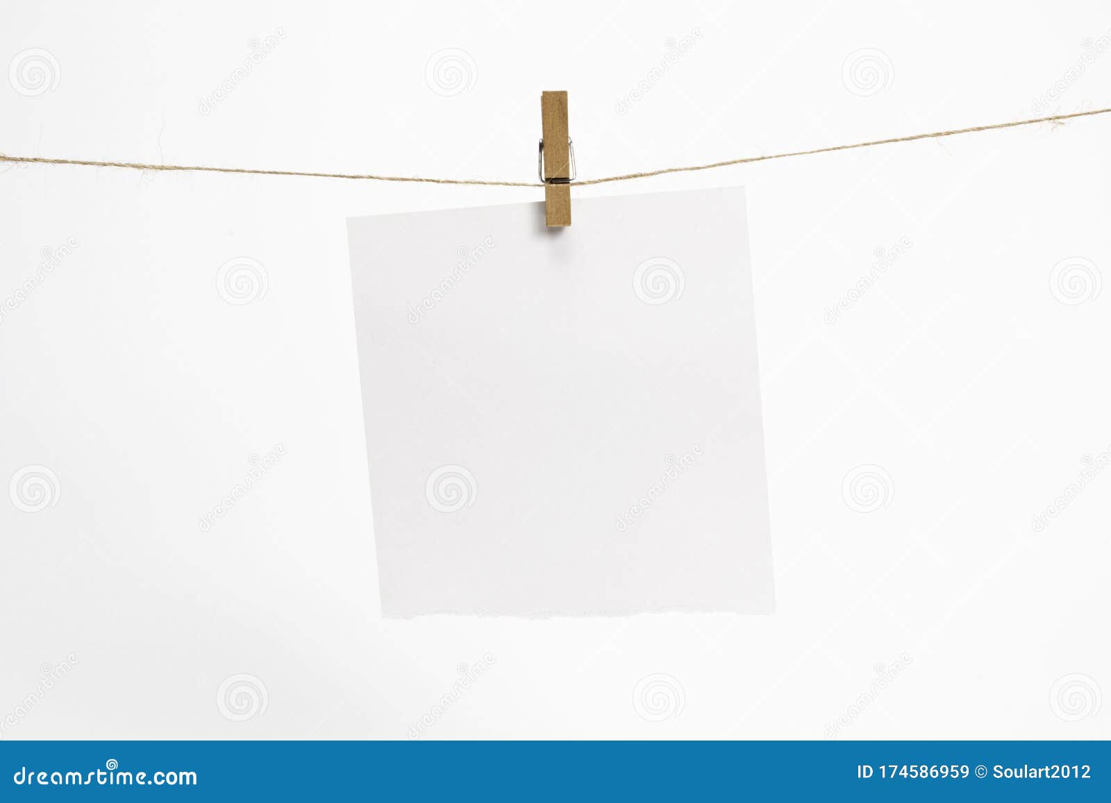 Single Empty Paper Sheet for Notes that Hang on a Rope with Clothespins ...