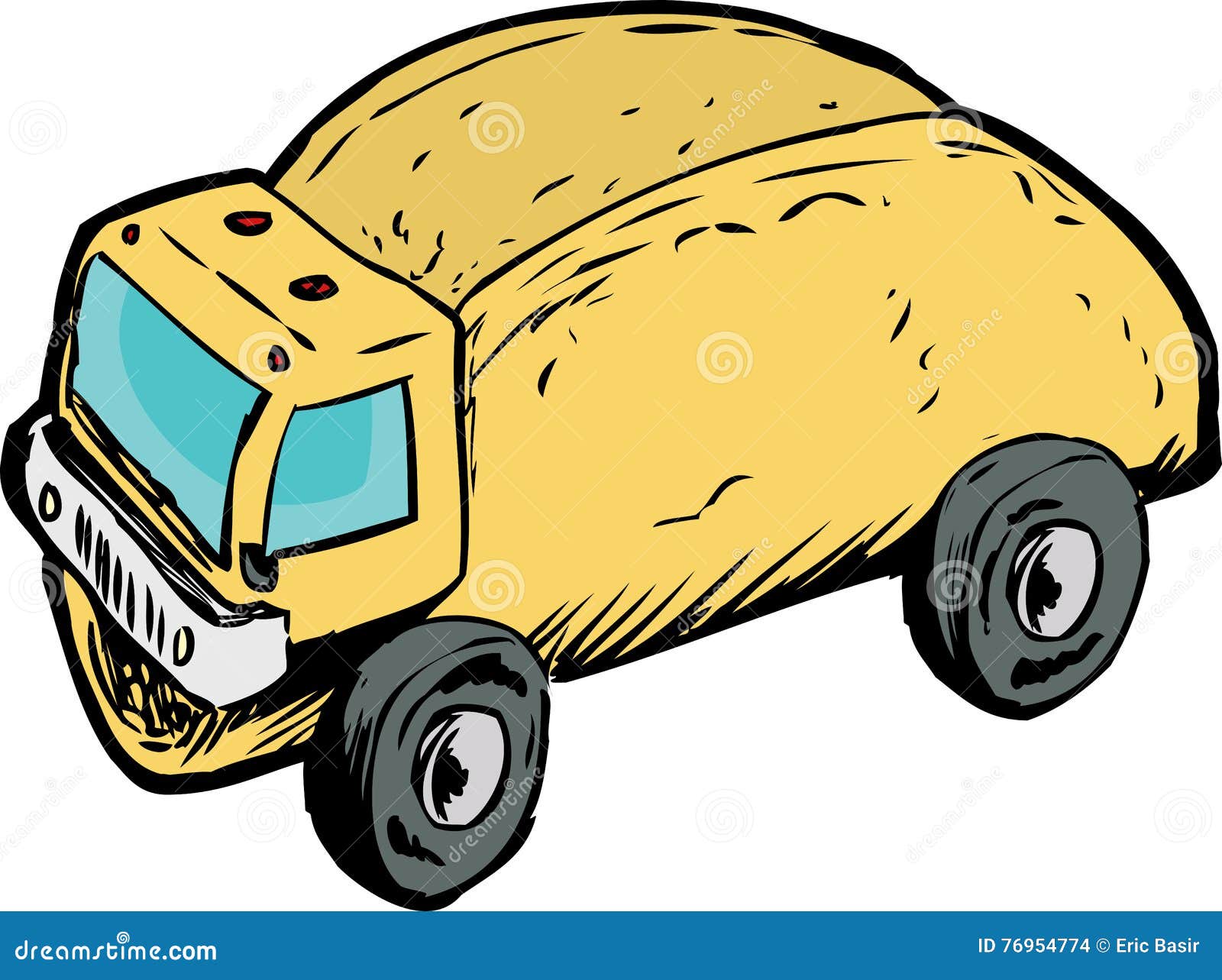 Single Empty Taco Dump Truck Drawing Stock Illustration - Illustration ...