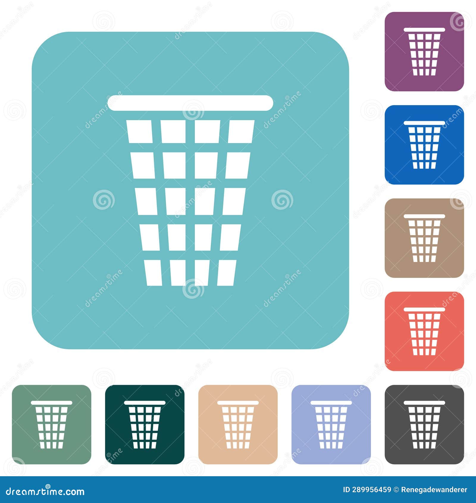 Single Empty Tall Trash Solid Rounded Square Flat Icons Stock ...