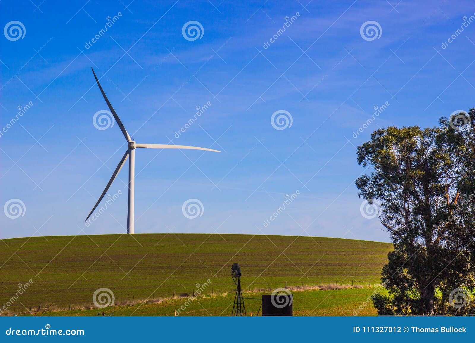 Single Energy Saving Wind Mill Stock Photo - Image of turbines, ground ...