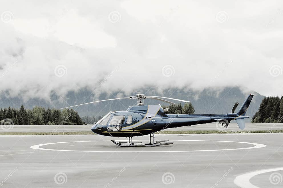 Single-engine Helicopter on Platform Stock Photo - Image of america ...