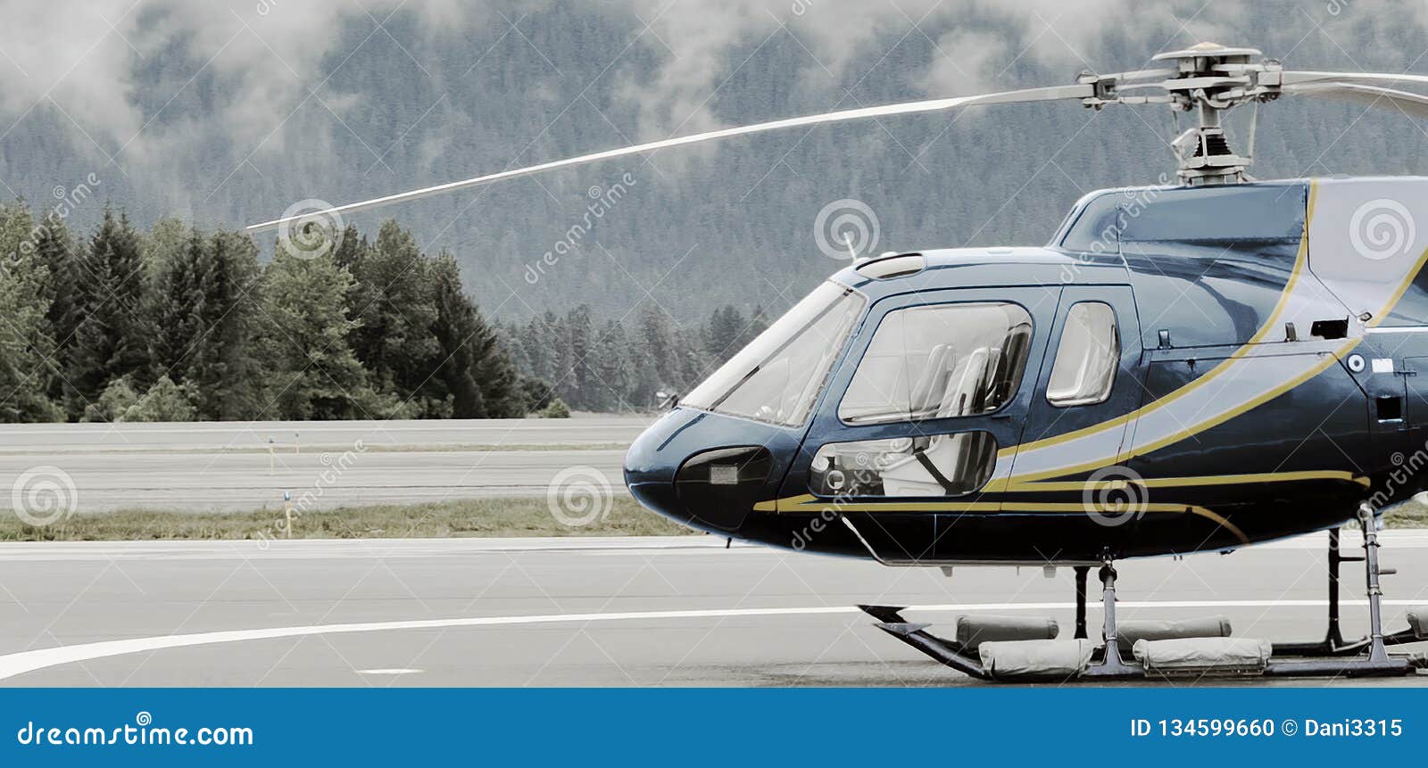 Single-Engine Helicopter on Platform before Launch Stock Photo - Image ...