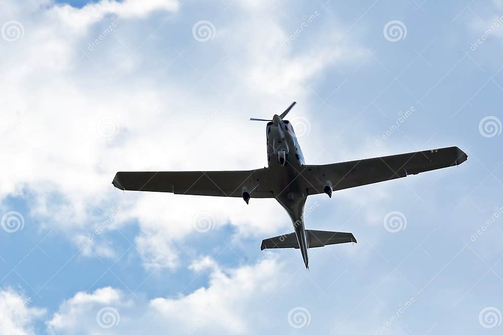 Single-engine Light Aircraft Flying in the Sky Stock Image - Image of ...