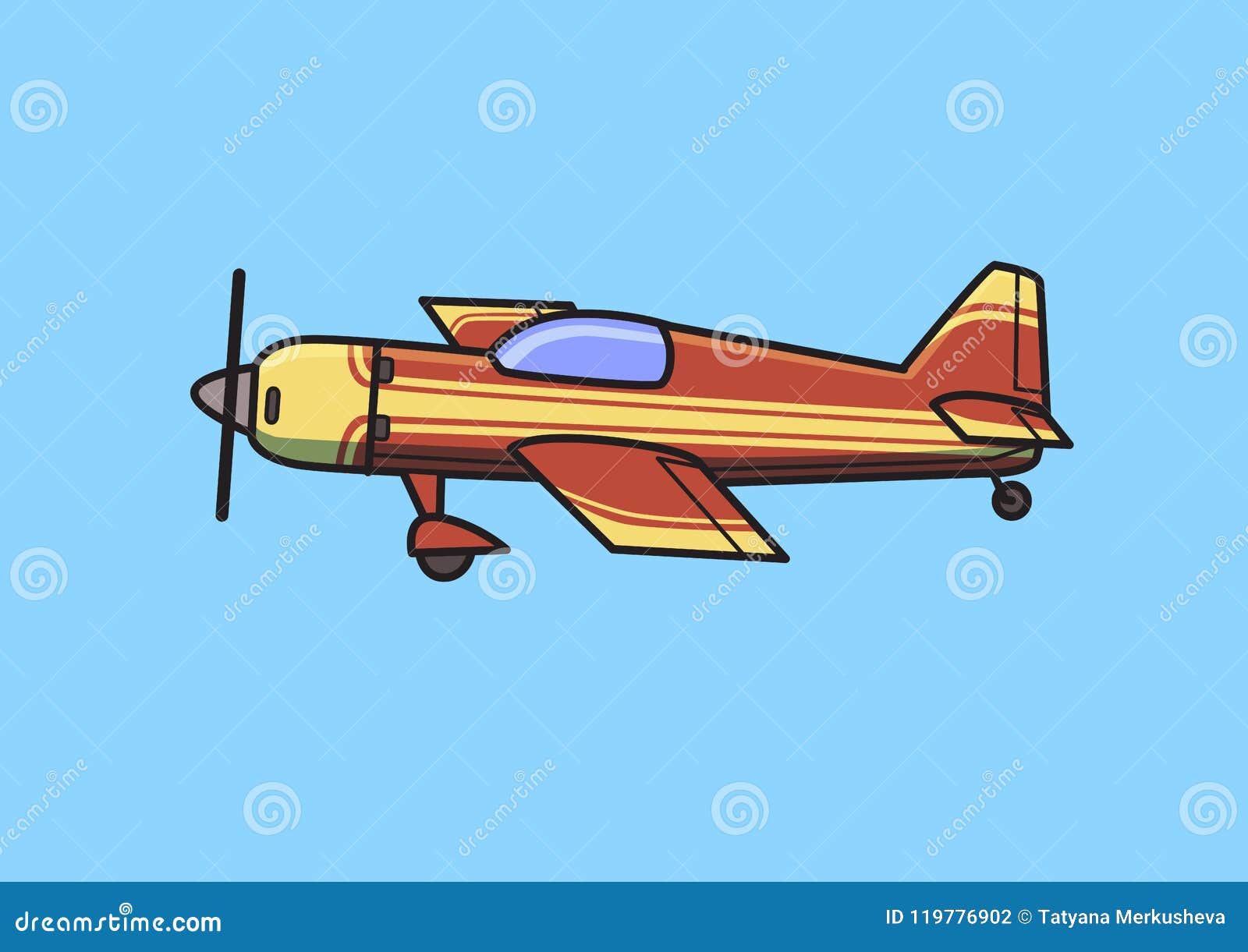 Single-engine Piston Aircraft, Airplane. Flat Vector Illustration ...