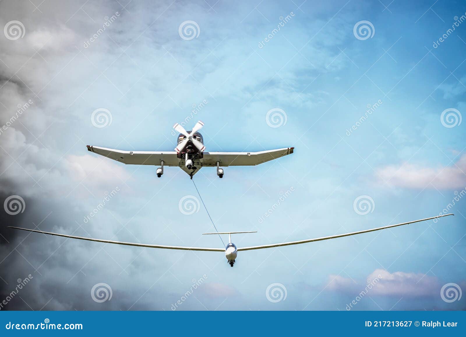 Sailplane Towing Airplane Royalty-Free Stock Photography ...
