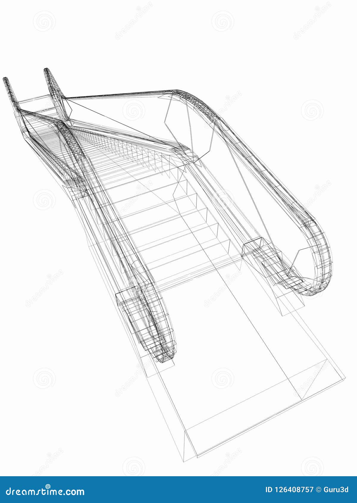 Single Escalator. 3d Illustration Stock Illustration - Illustration of ...