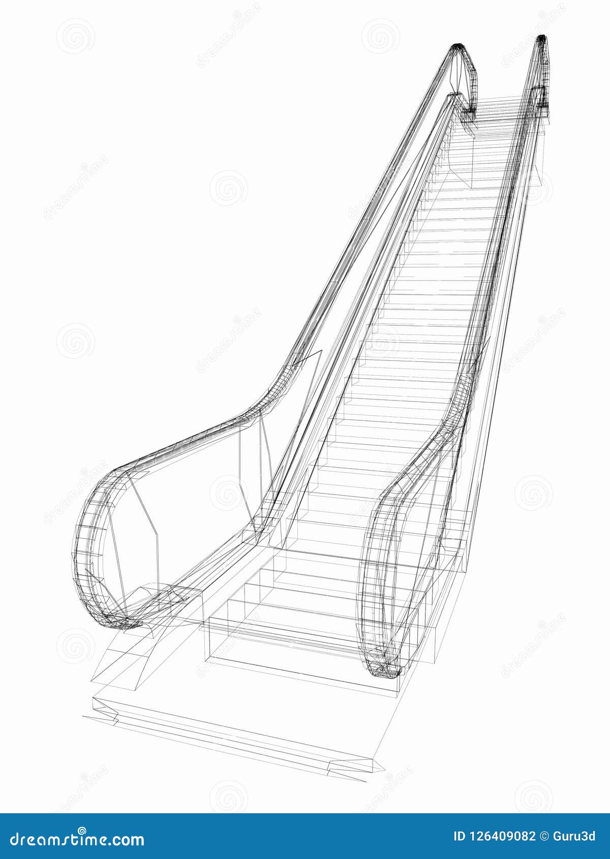 Single Escalator. 3d Illustration Stock Illustration - Illustration of ...