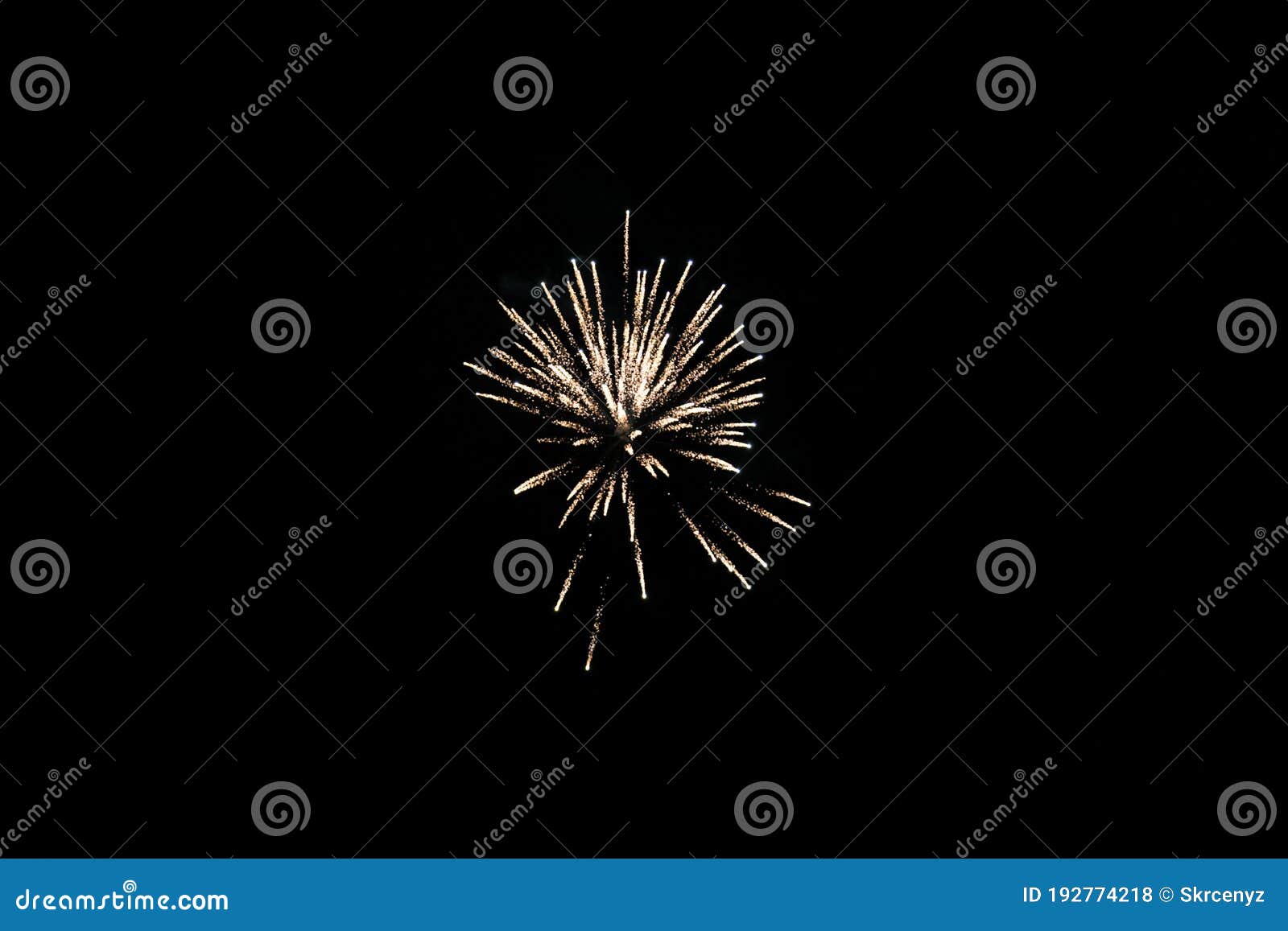 Single Explosion of One Firework in the Distance Stock Photo - Image of ...