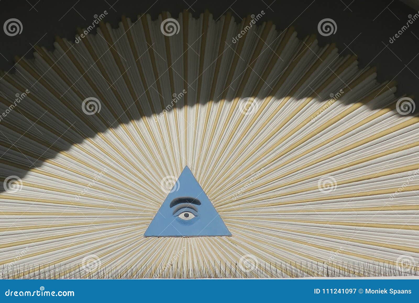Single Eye in Blue Triangle Stock Image - Image of inside, yellow ...