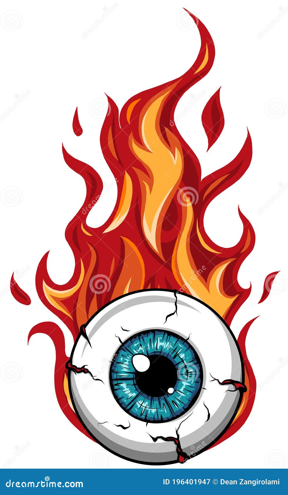 Single Eyeball on Fire in Flames Vector Illustration Stock Vector ...