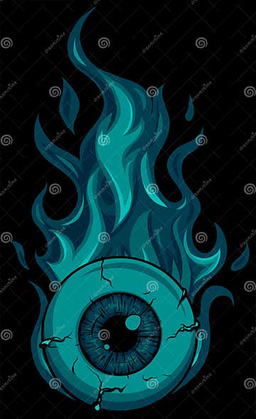 Single Eyeball on Fire in Flames Vector Illustration Stock Vector ...