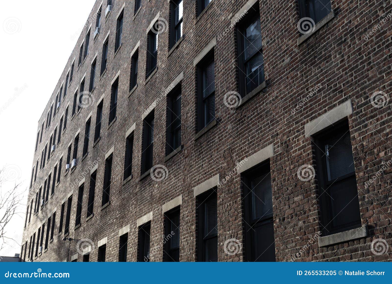 Single Face of a Generic Urban Brick Apartment Building with Rows of ...