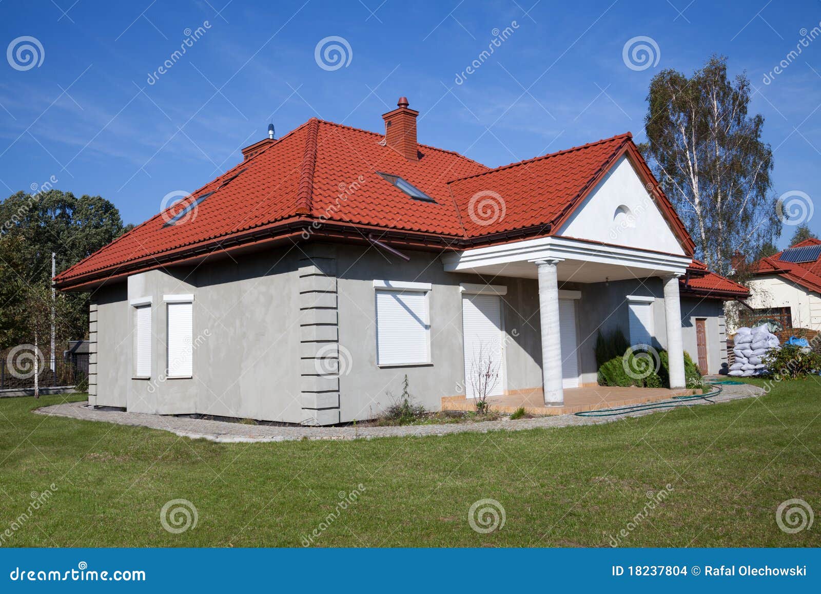 Single family grey house stock photo. Image of mortgage - 18237804