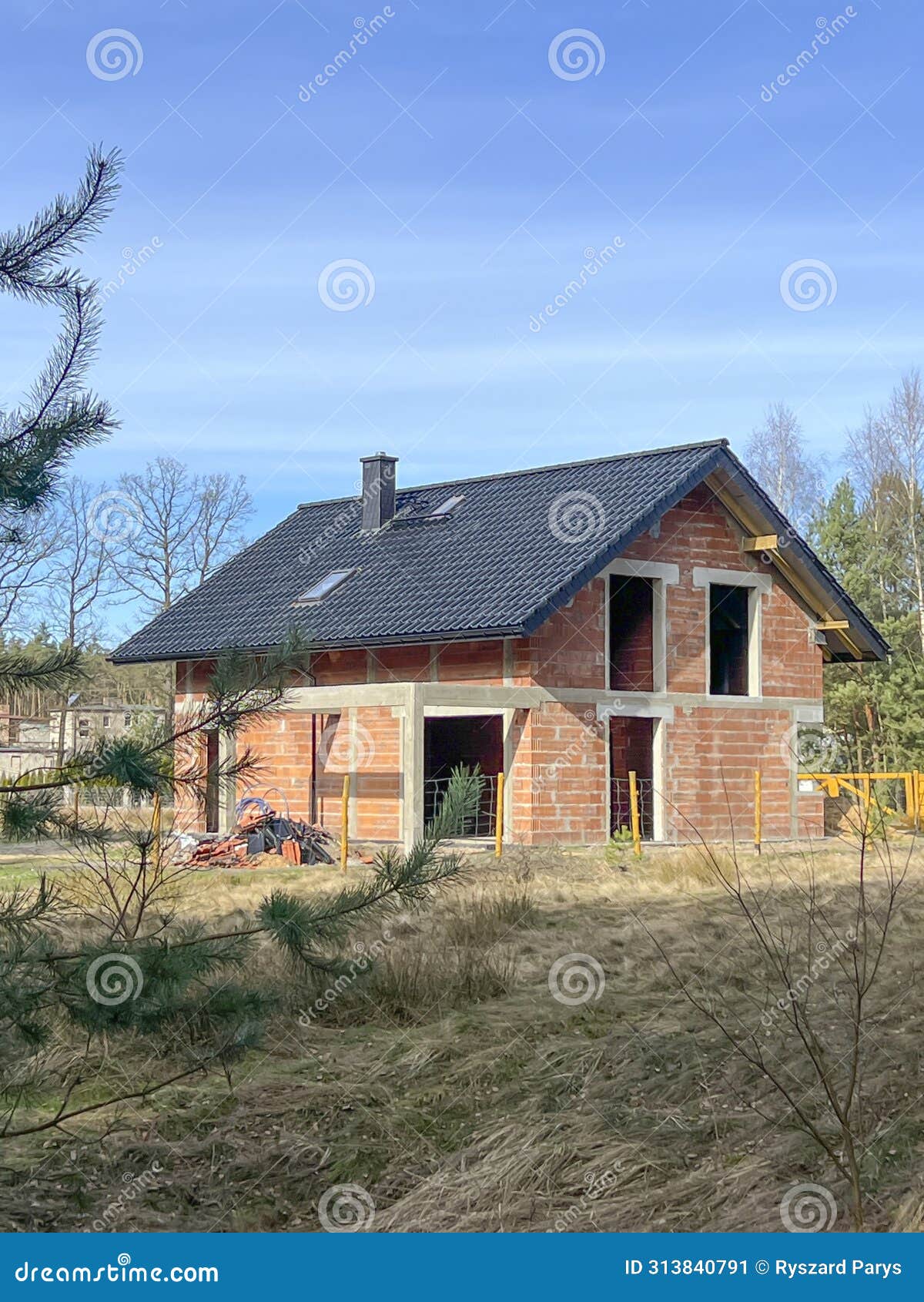 A Single-family House Built of Ceramic Blocks with a Tile Roof in a ...