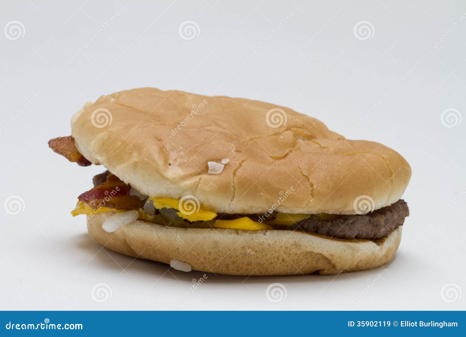 Single Fast Food Hamburger, Horizontal Stock Image - Image of burger ...