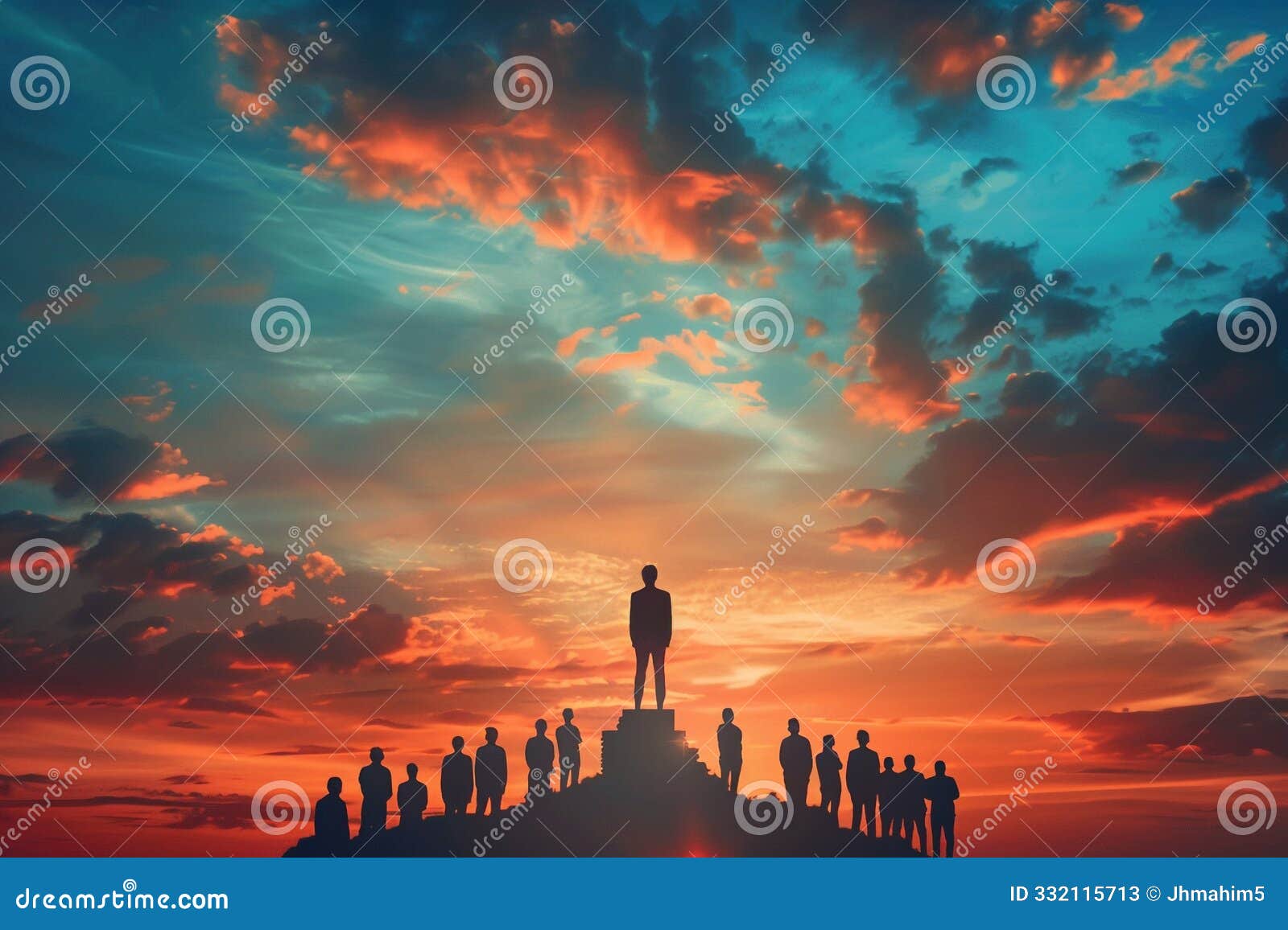 A Single Figure Elevating Above a Group on a Platform Symbolizing ...