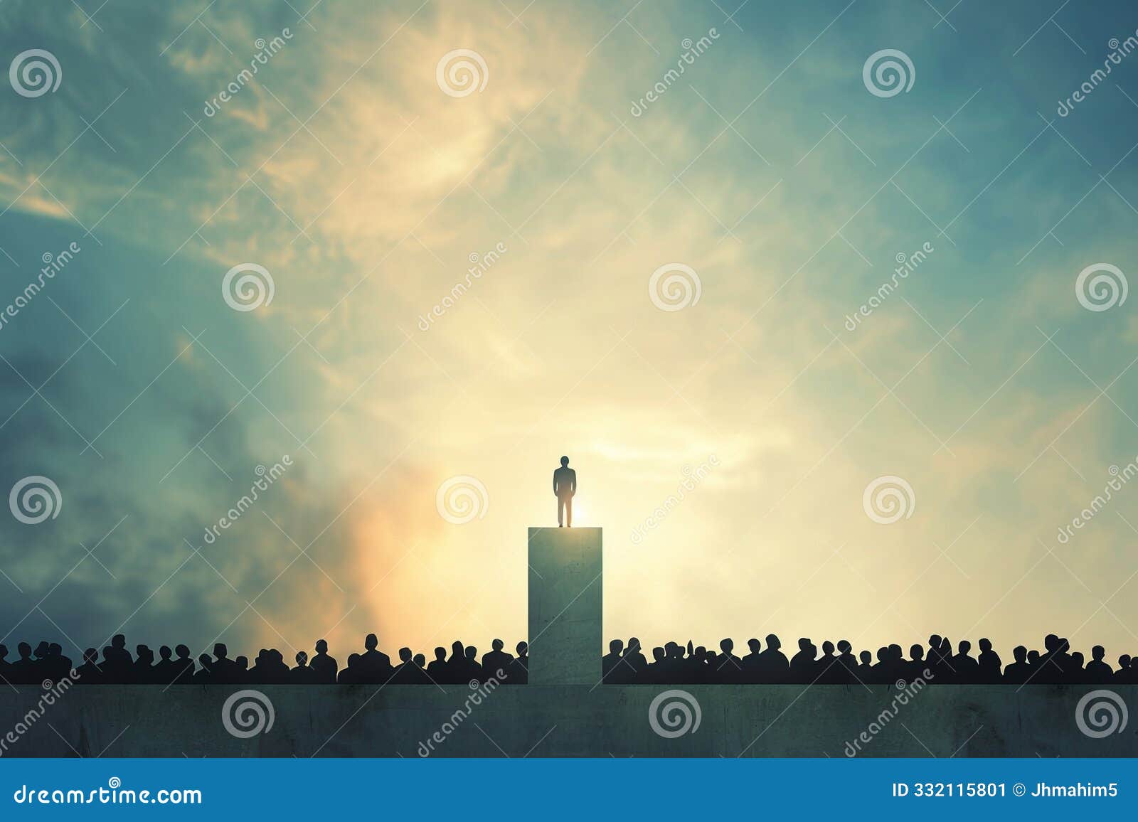 A Single Figure Elevating Above a Group on a Platform Symbolizing ...