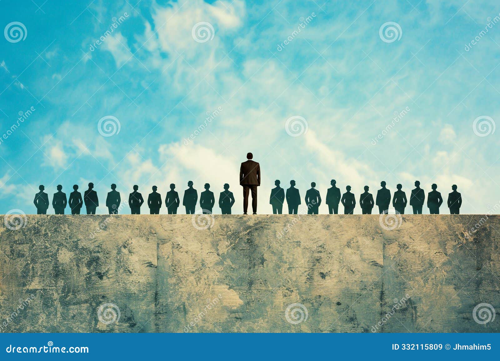 A Single Figure Elevating Above a Group on a Platform Symbolizing ...