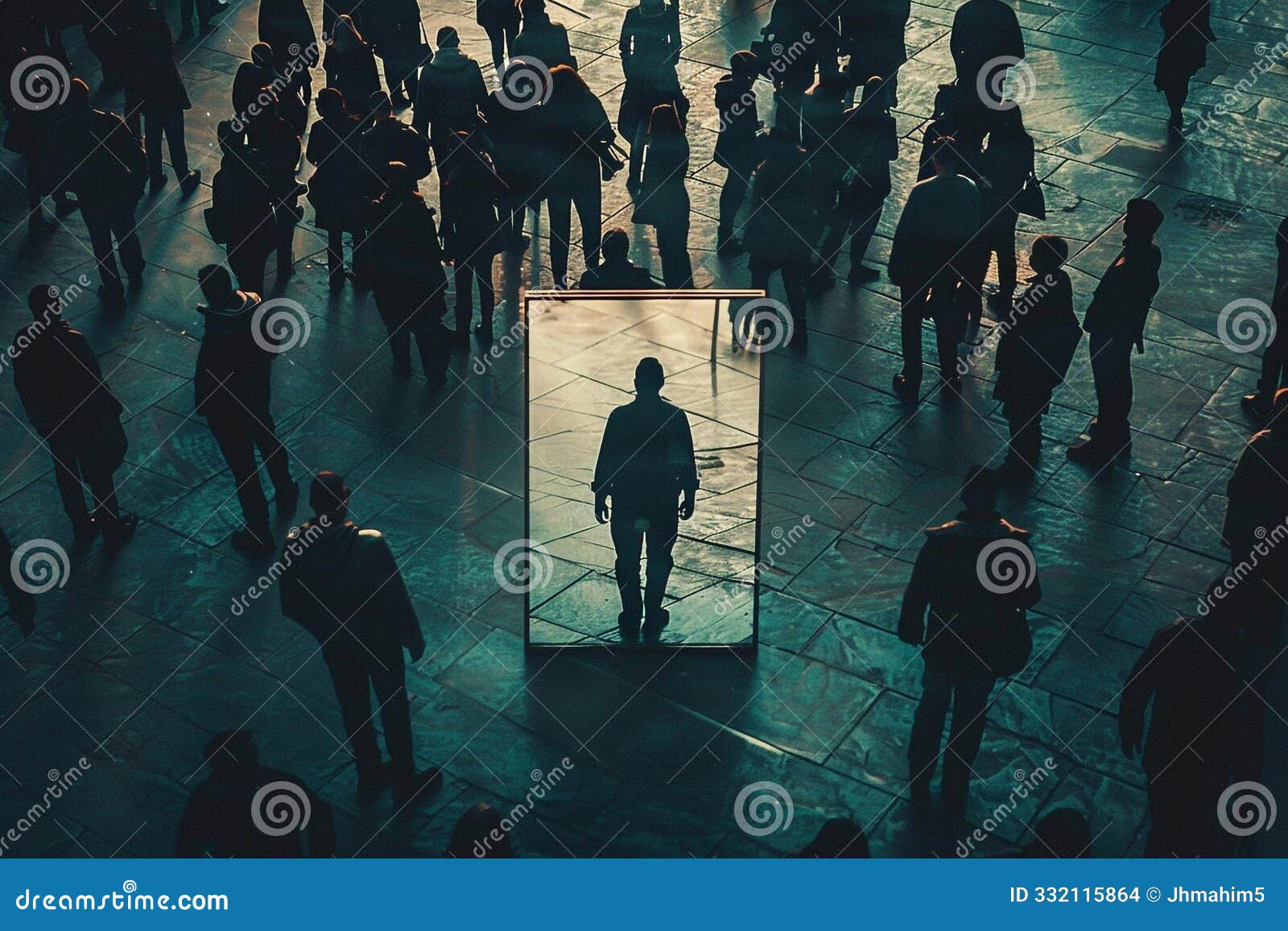 A Single Figure Standing in Front of a Mirror Reflecting a Leader among ...