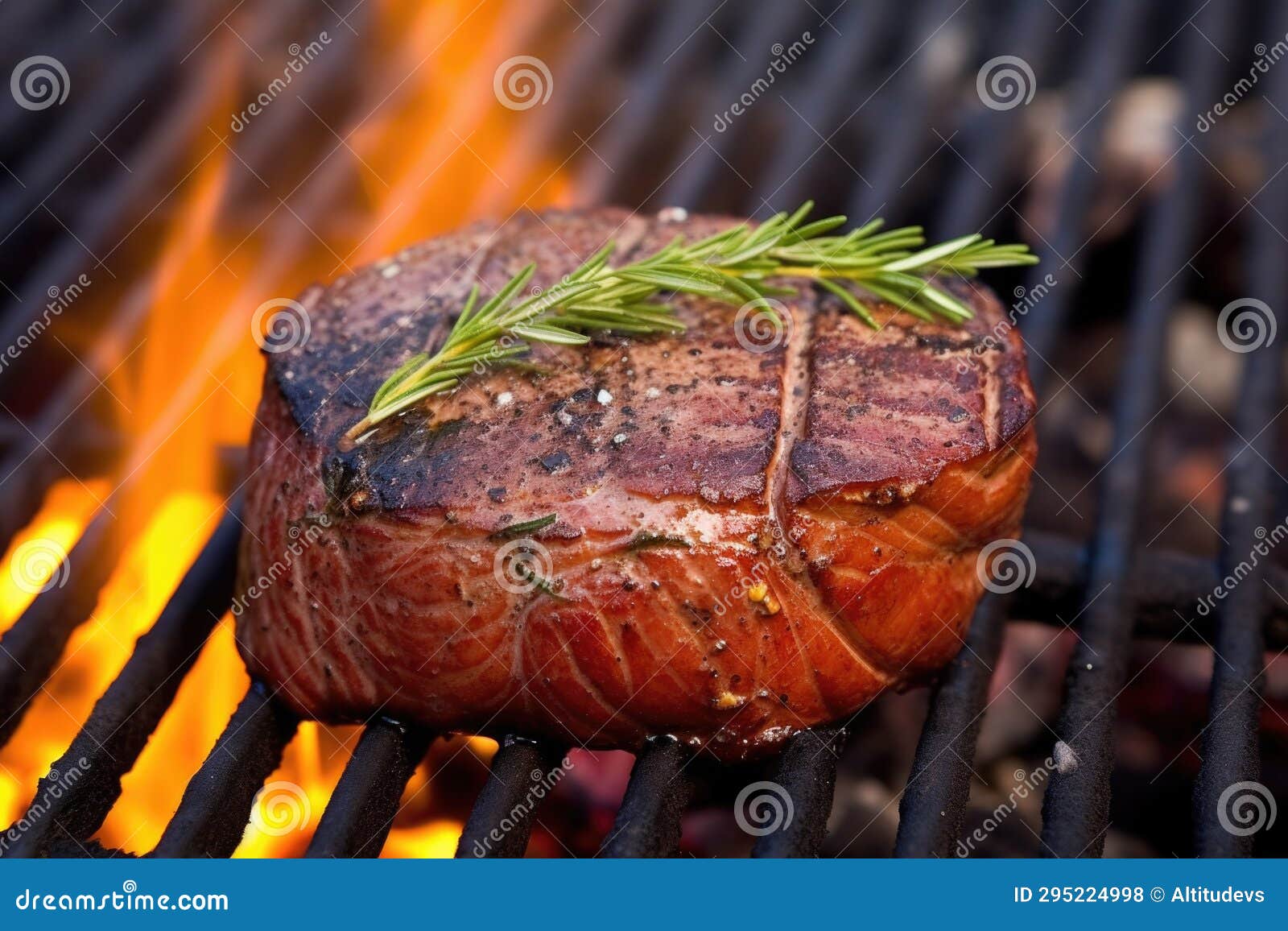 Single Filet Resting on a Grill with Visible Char Marks Stock Photo ...
