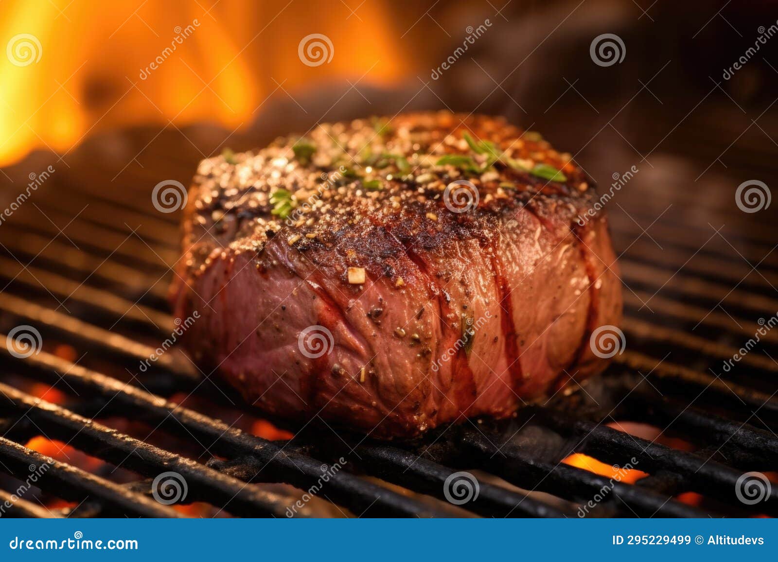 Single Filet Resting on a Grill with Visible Char Marks Stock Image ...