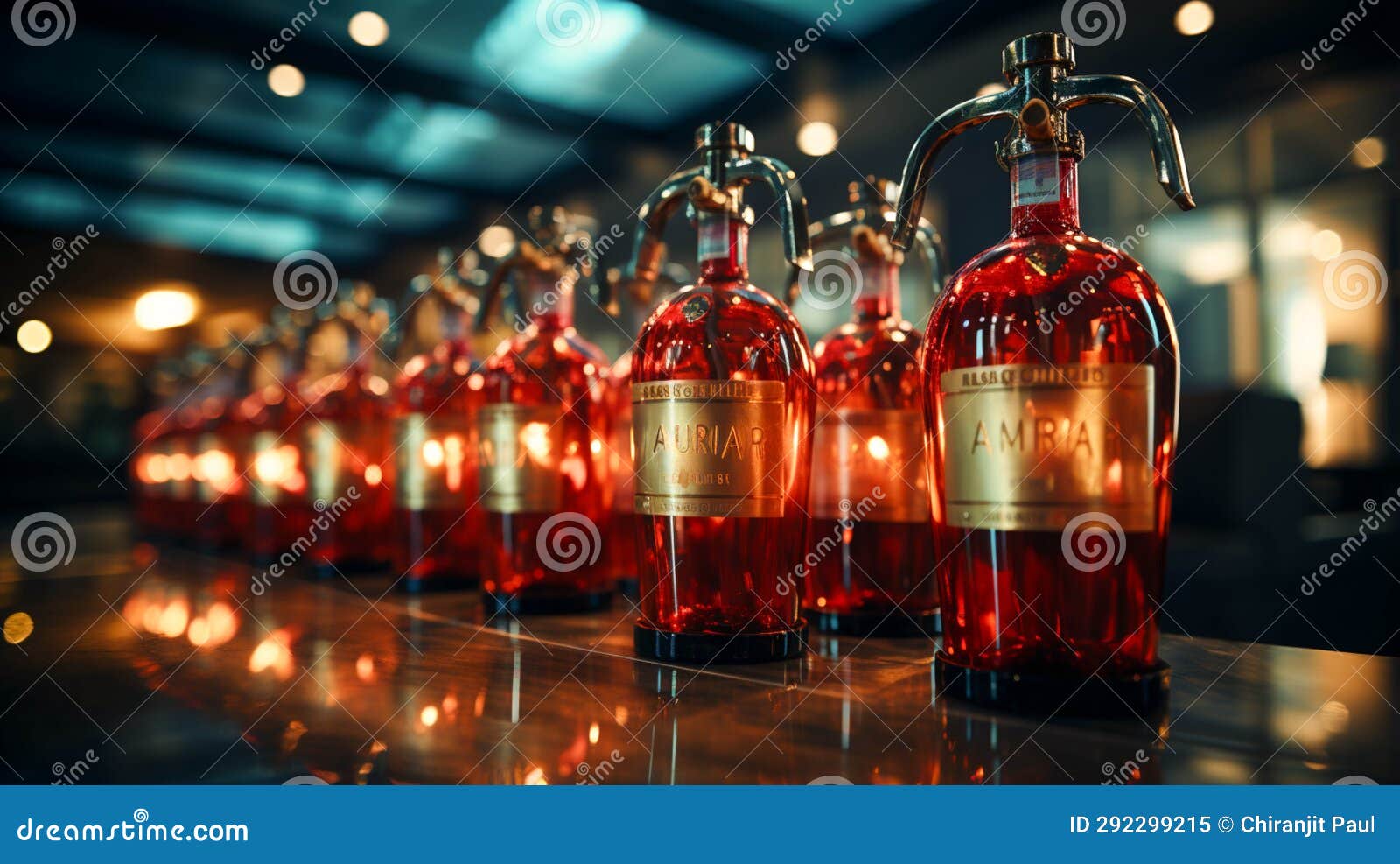 A Single Fire Extinguisher in a Row Infront View Stock Image - Image of ...