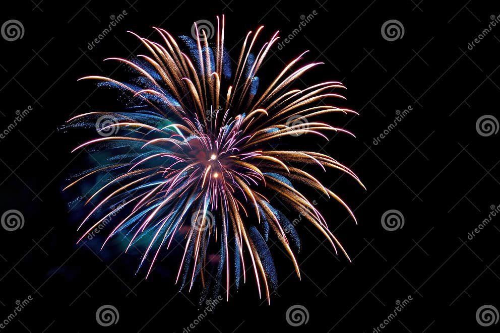 Colorful Fireworks Exploding in the Night Sky Stock Illustration ...