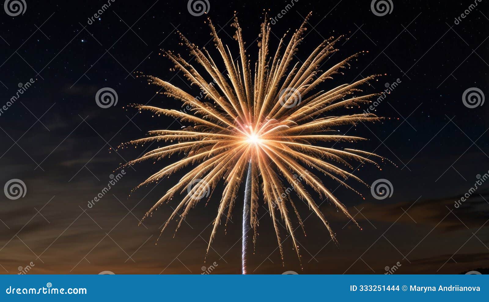 Single Firework Exploding in the Night Sky Creating a Beautiful Golden ...