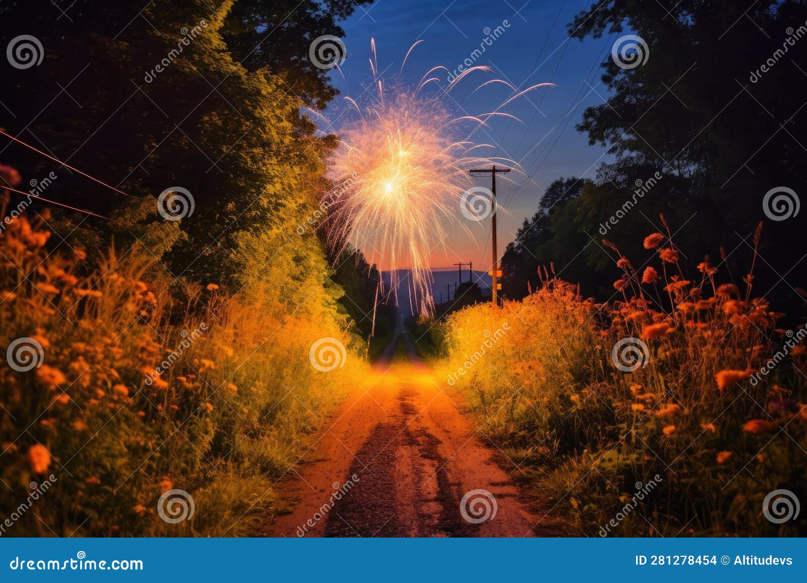 Single Firework Trail Leading To a Vibrant Explosion Stock Illustration ...