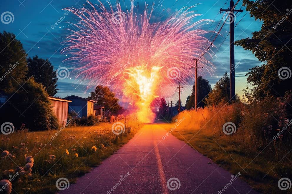 Single Firework Trail Leading To a Vibrant Explosion Stock Illustration ...