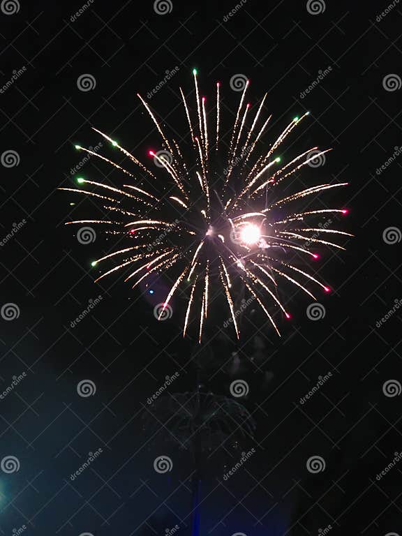 Single Fireworks Light Up the Sky with Colorful Splashes Stock Image ...
