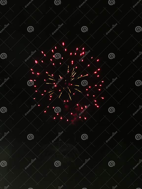 Single Fireworks Light Up the Sky with Colorful Splashes Stock Photo ...