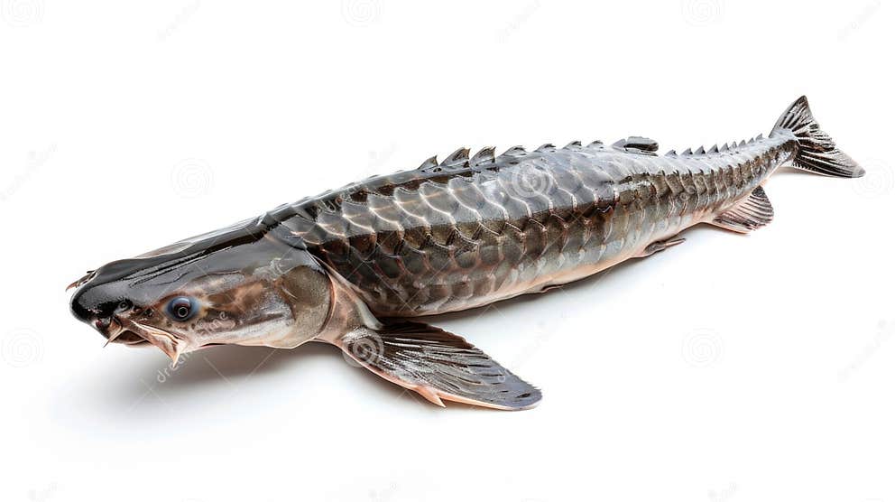 A Single Fish Lying Down on a White Surface Stock Illustration ...