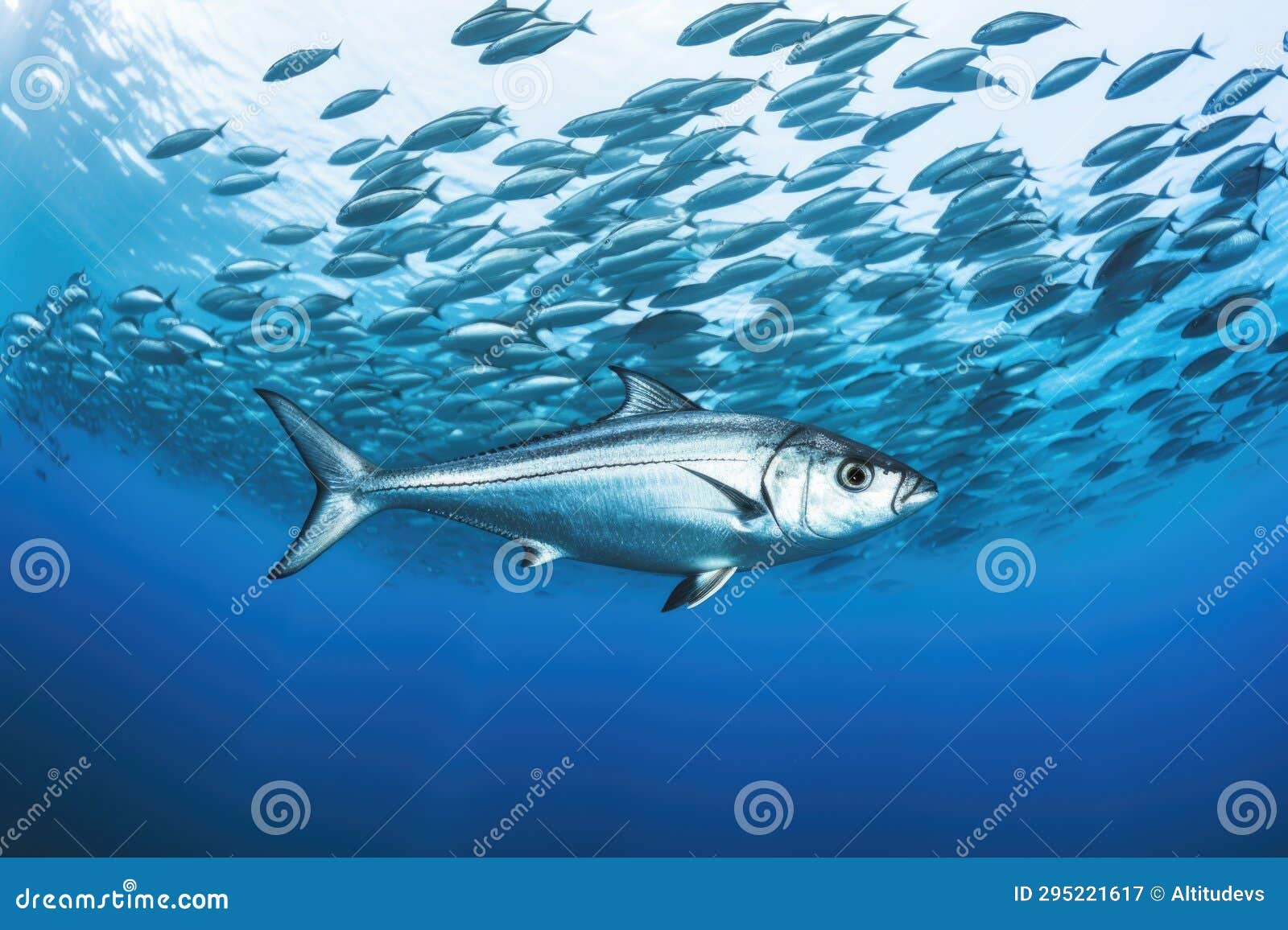 A Single Fish Swimming Against a School of Fish Stock Image - Image of ...