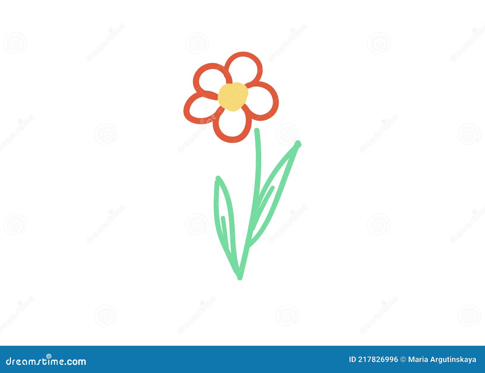 Single Floral Element. Flower Handdraw Simple Vector Illustration Stock ...