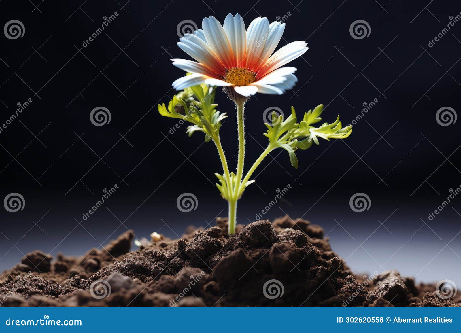 A Single Flower is Growing Out of the Ground Stock Illustration ...