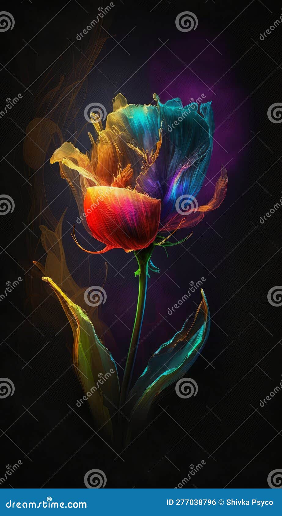 Single Flower Vivid Colors Painted Background Generative AI Stock ...