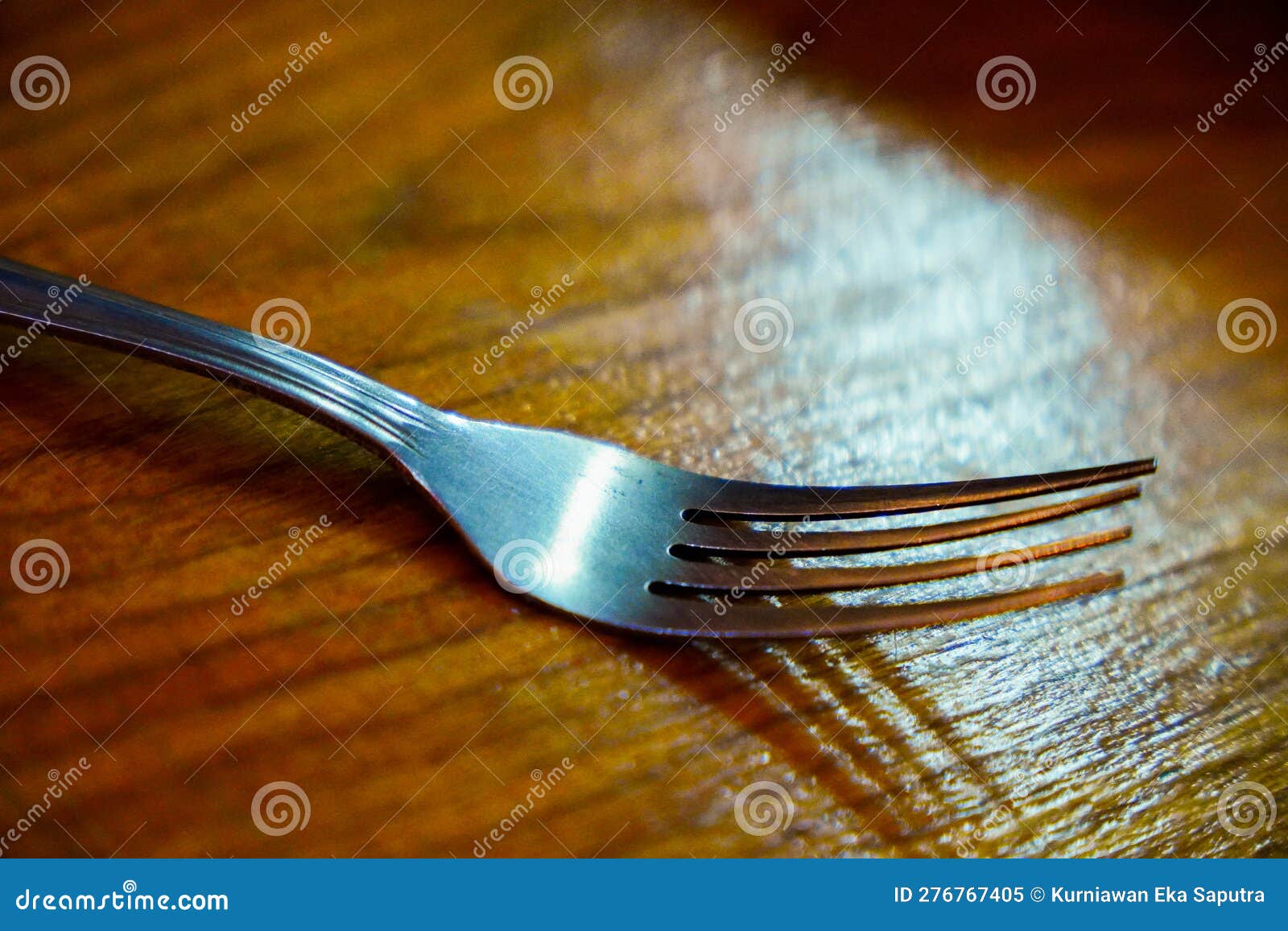 Single Fork on Old Wood Table Stock Image - Image of retro, napkin ...