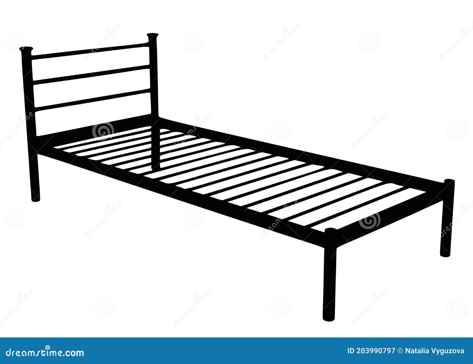 Single frame bed. stock vector. Illustration of berth - 203990797