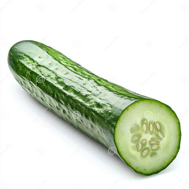 A Single Fresh Cucumber Slice, Isolated on a White Background, Stock ...
