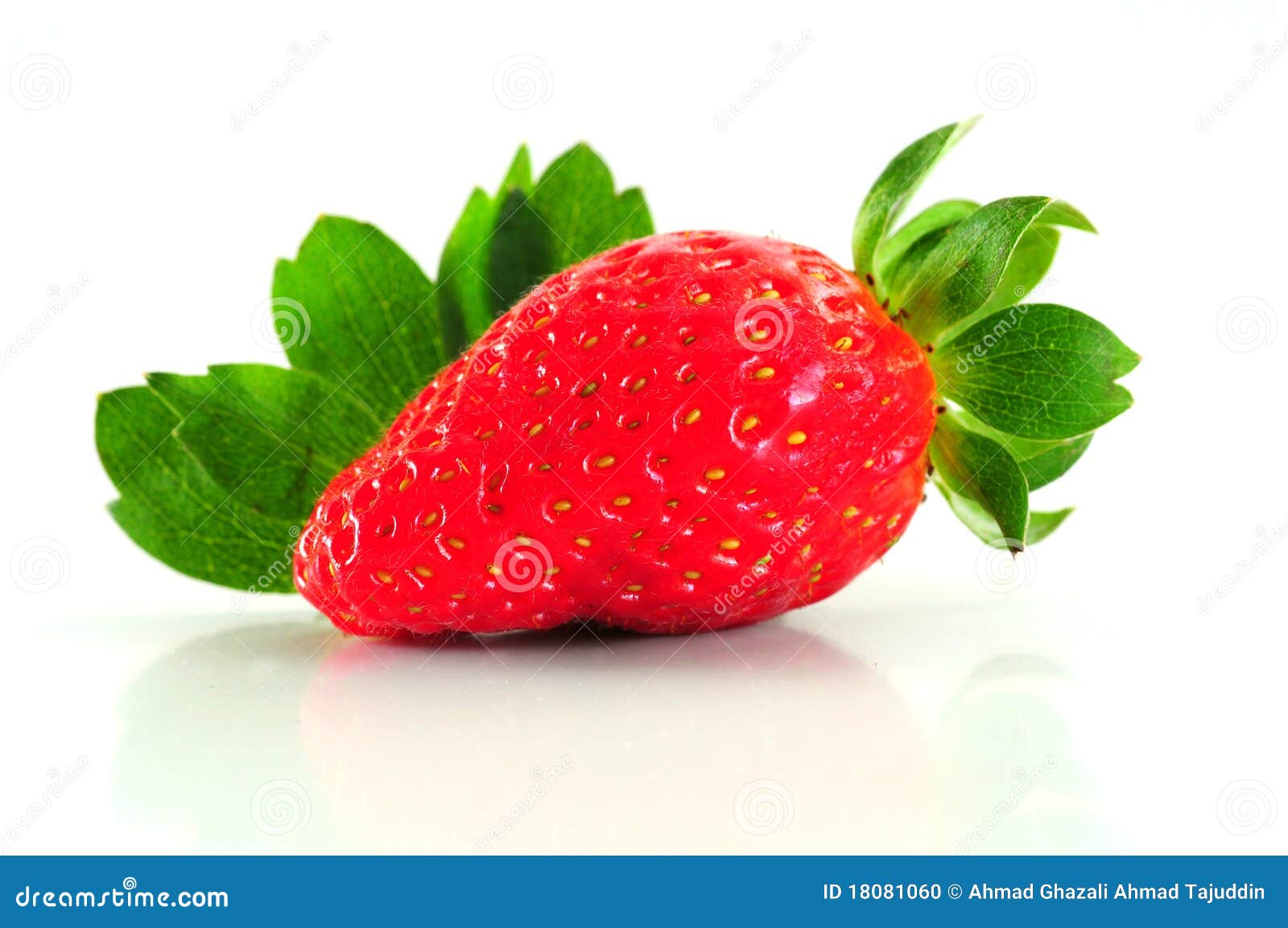 Single Fresh Strawberry stock photo. Image of green, colorful - 18081060