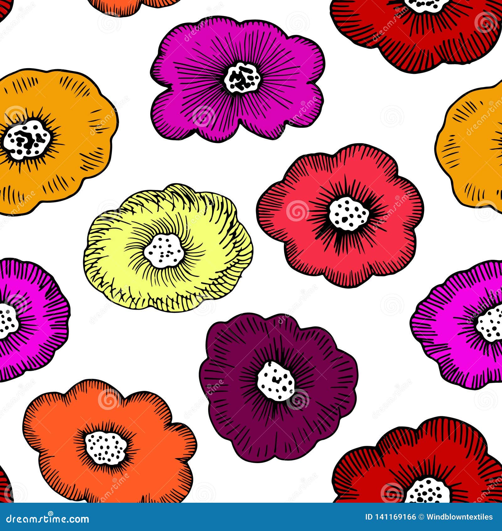 Single Funky Florals. stock vector. Illustration of drawn - 141169166