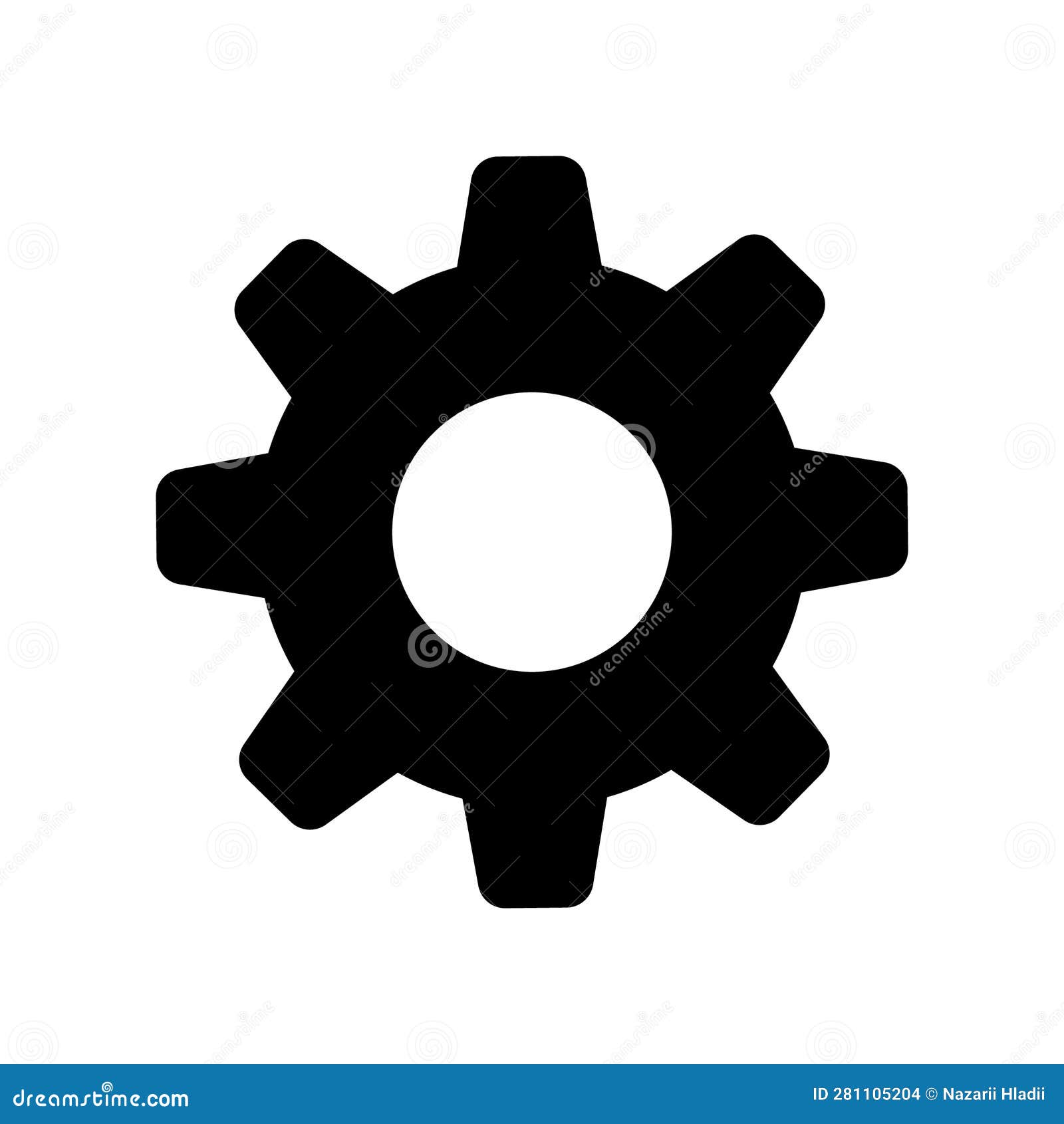 Single Gear Icon in Flat Style. Vector. Stock Vector - Illustration of ...