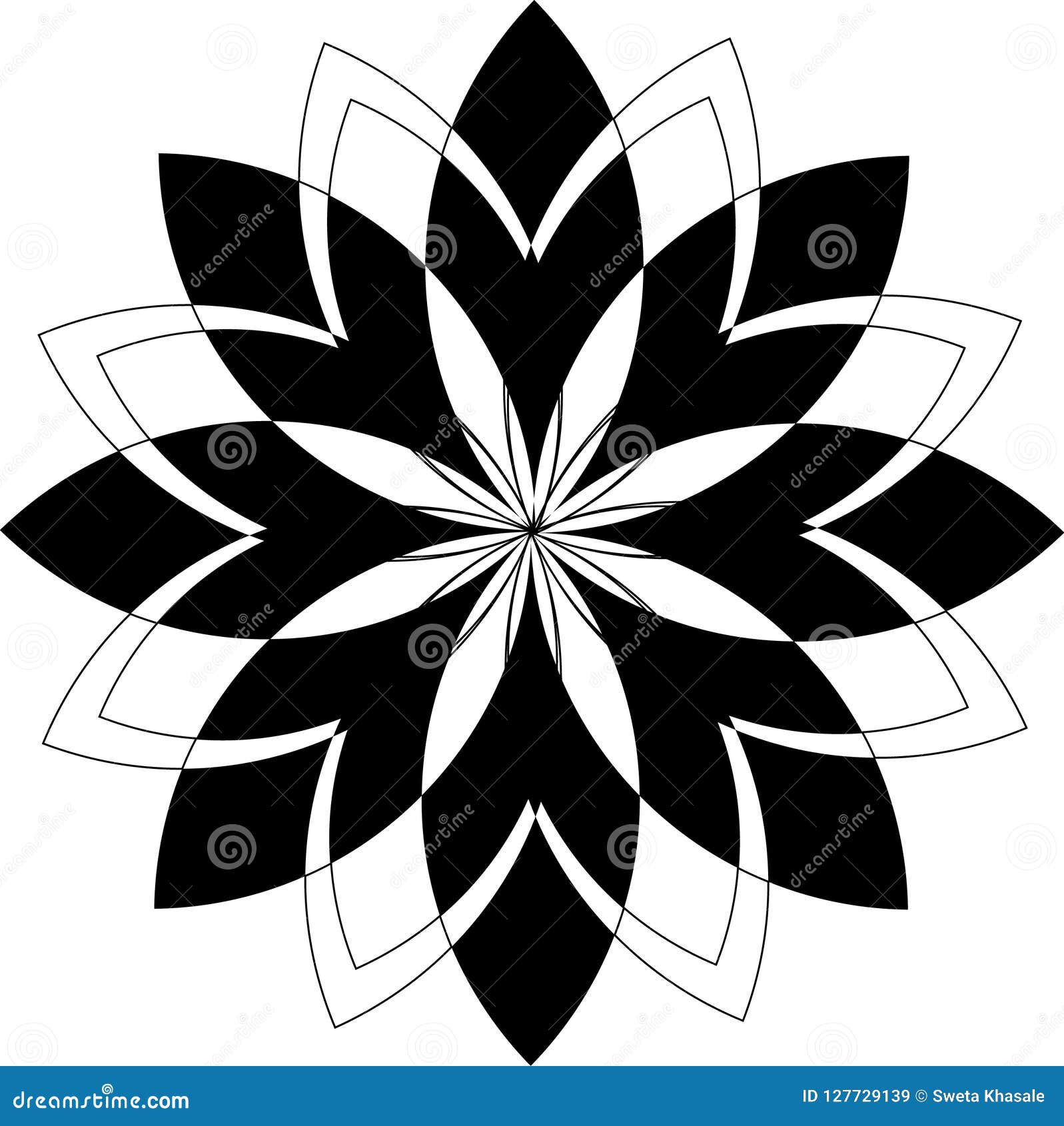 Single Black Geometrical Pattern Flower Stock Vector - Illustration of ...