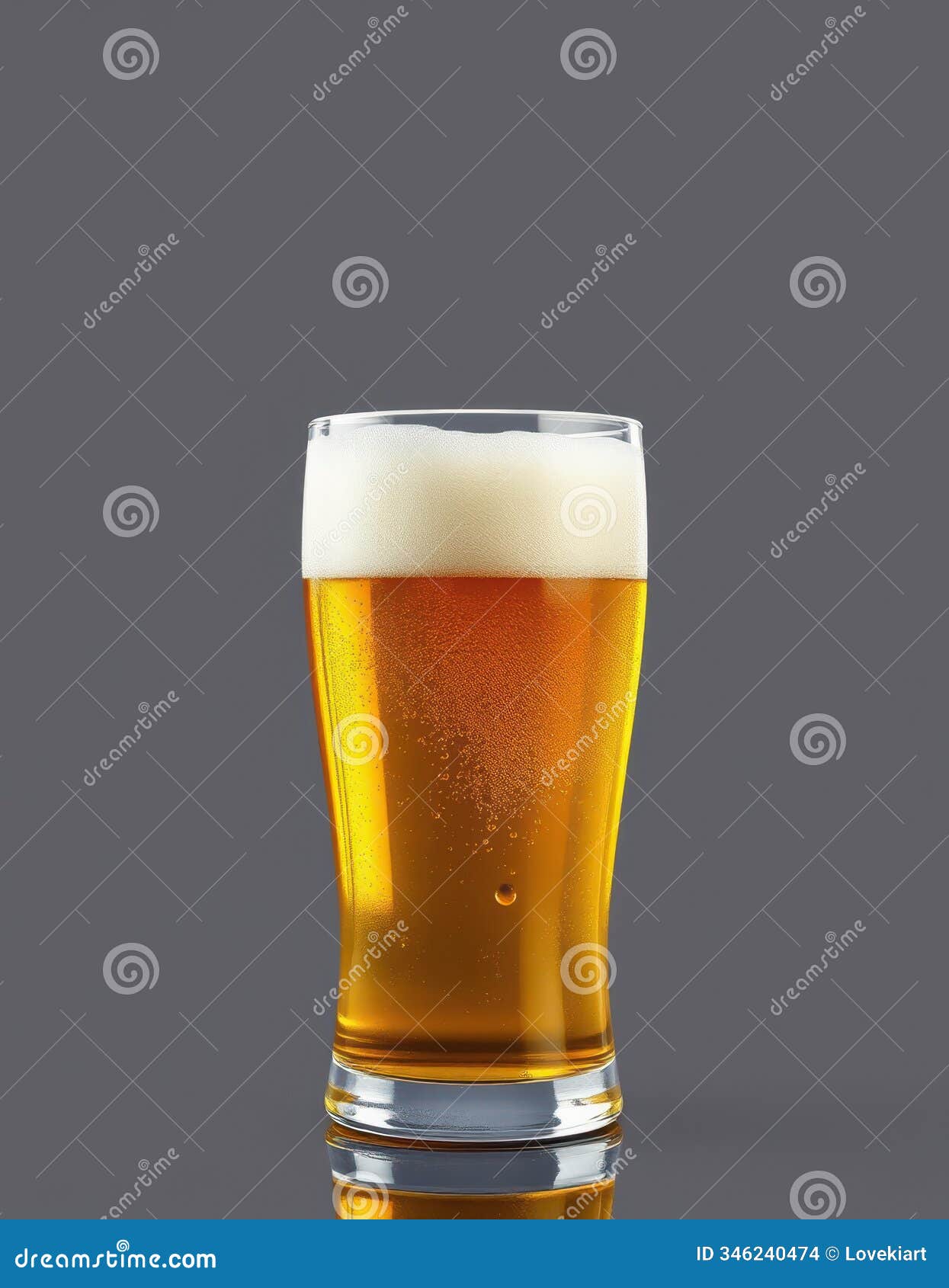 A Single Glass of Light-colored Beer, with a Generous Layer of Foam ...