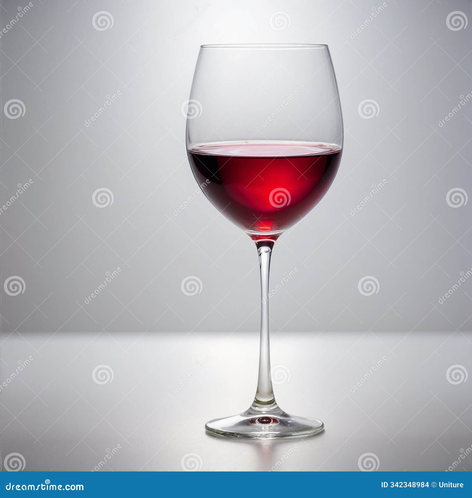 A Single Glass of Red Wine on a White Background Stock Illustration ...