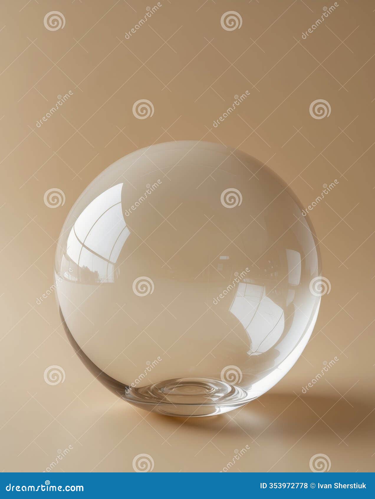 Single Glass Sphere on Solid Tan Background Stock Photo - Image of ...