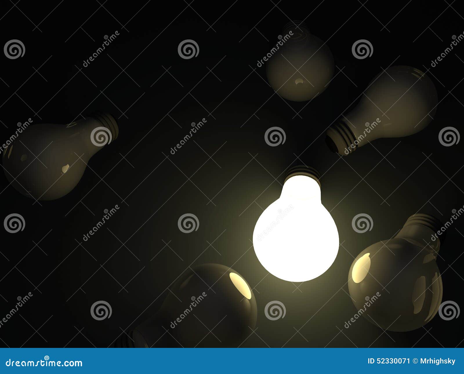 Single glowing light bulb stock illustration. Illustration of saving ...