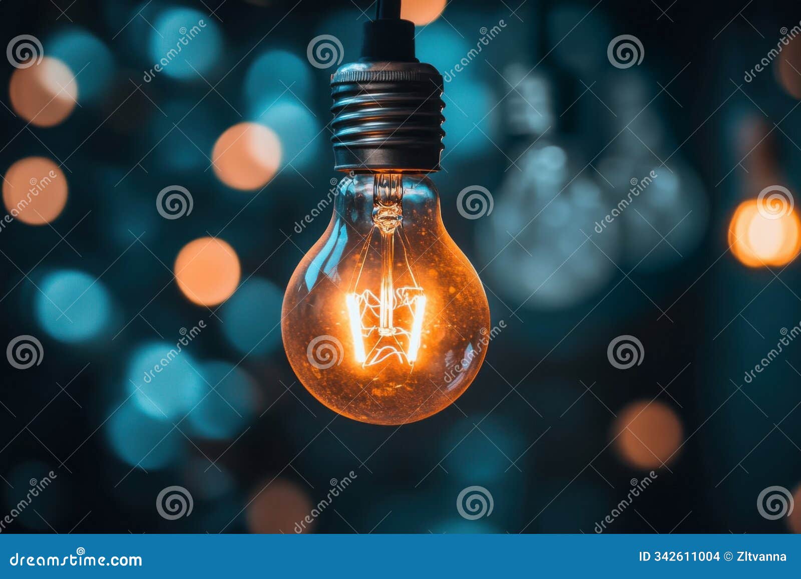A Single Glowing Lightbulb Stands Out among Dimmed Bulbs, Representing ...